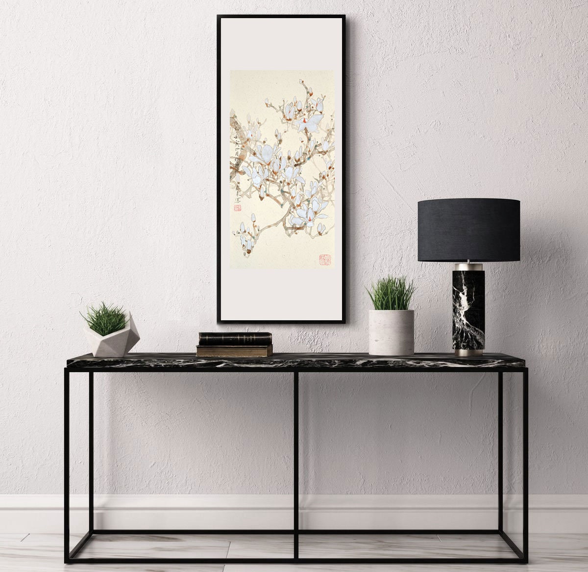 White Jade Chinese Ink Painting Japanese Sumie Painting Office ...