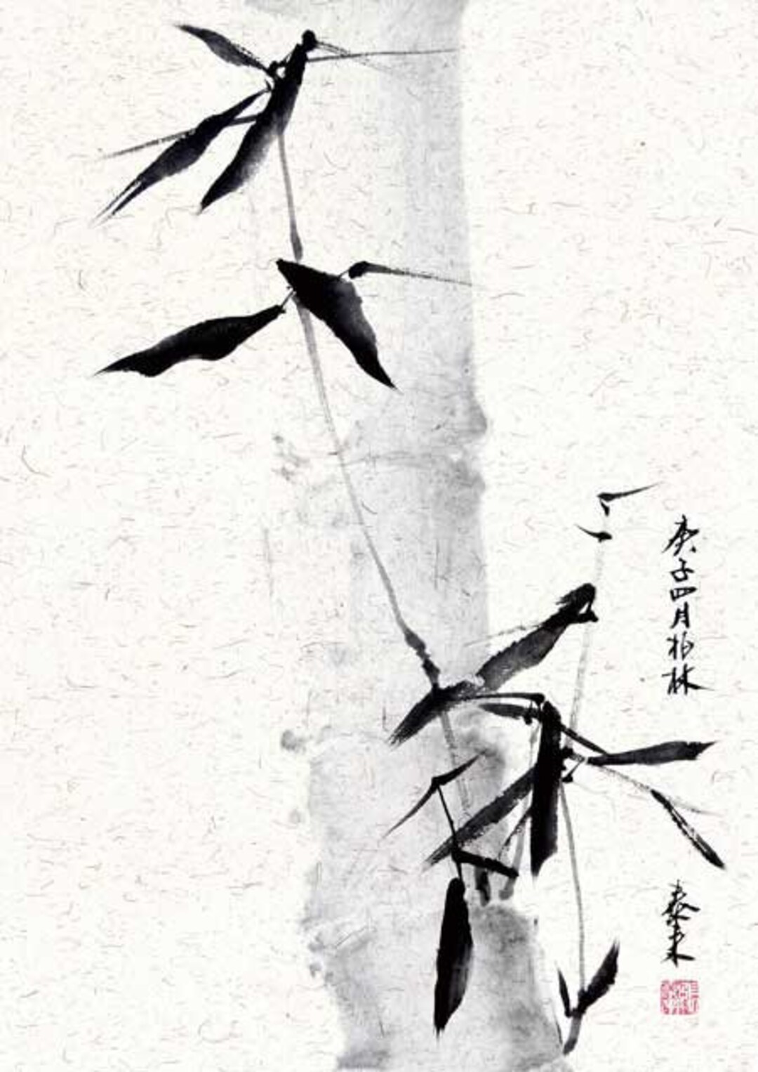 Bamboo Flower Painting Japanese Sumi-e Chinese Ink Painting Home Office ...