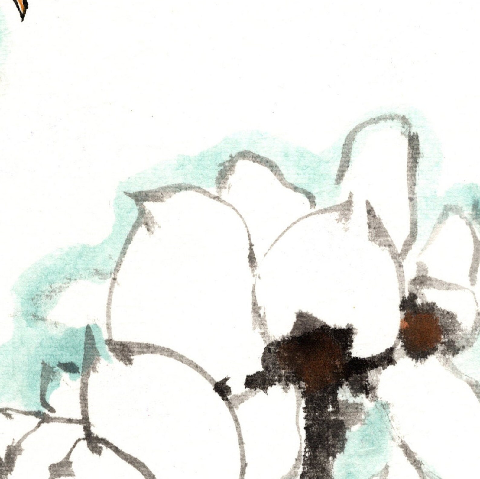 Mulan Magnolie Chinese Japanese Ink Painting Office Home Decor Wall Art ...