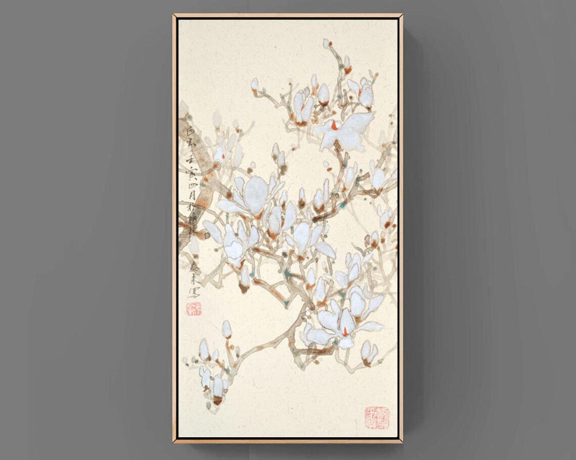 White Jade Chinese Ink Painting Japanese Sumie Painting Office ...