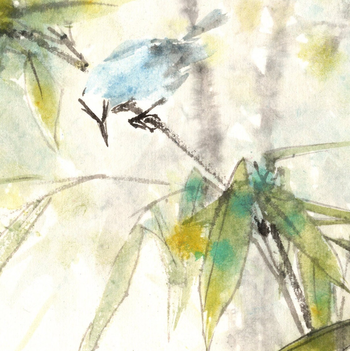 Bamboo Bird Japanese Chinese Ink Painting Chinese Painting Home House ...