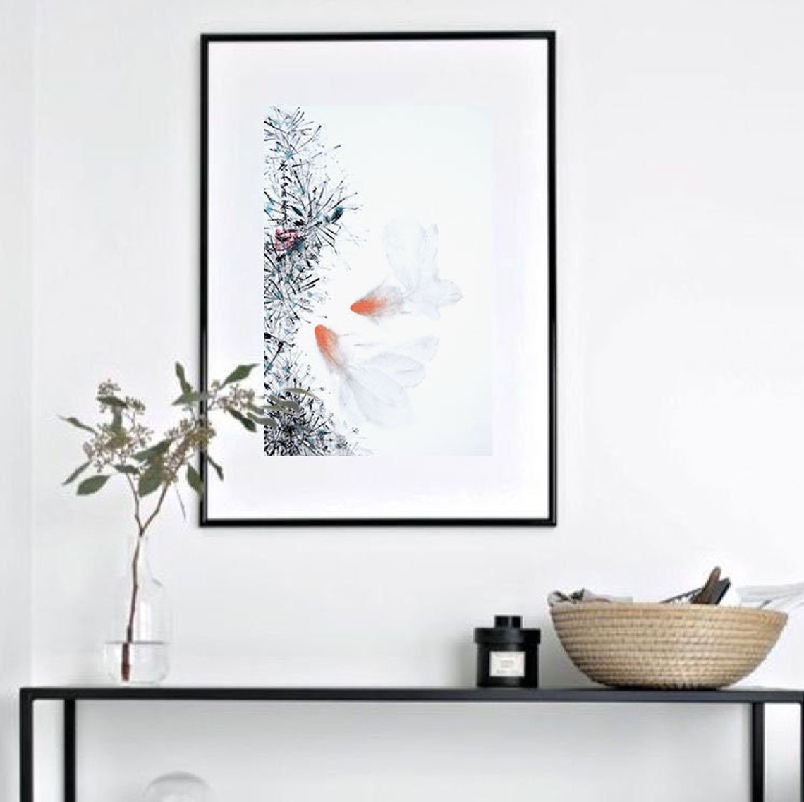 Gold Fish Japanese Sumi-e Chinese Ink Painting Home Office Decoration ...