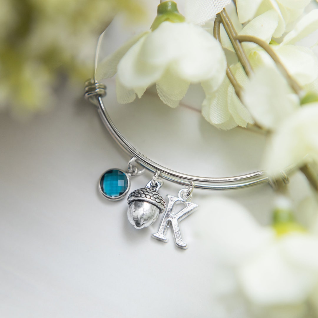 Acorn Bracelet, Acorn Bangle, Adjustable Bangle, Personalised Gifts ...