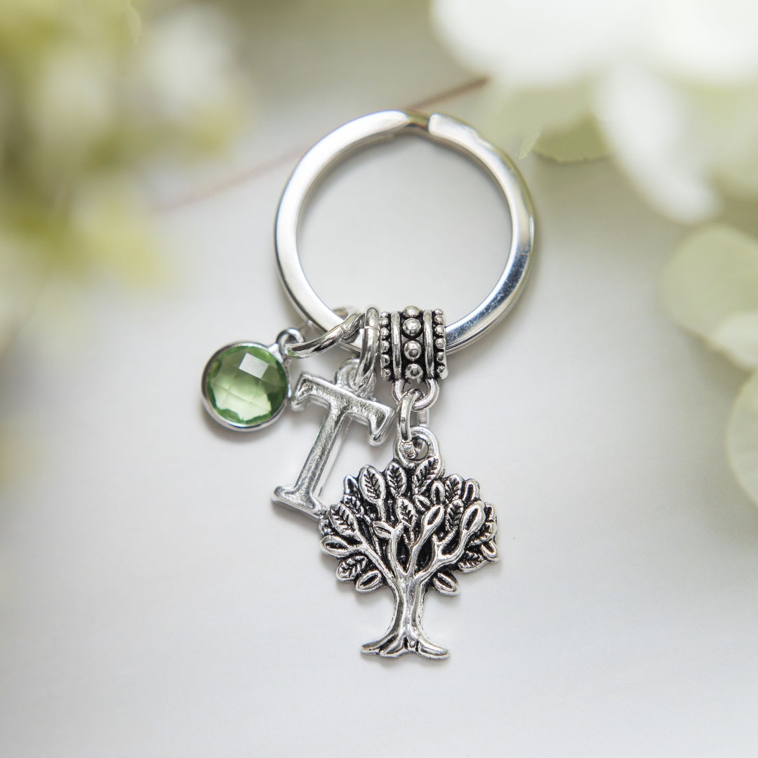 Tree Keyring, Family Tree Keychain, Personalised Gifts, Birthstone ...