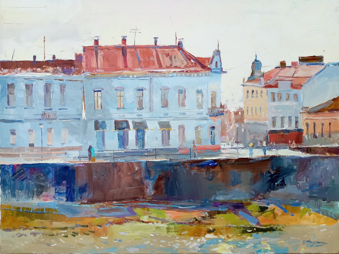 Ukraine Landscape City Painting Home Decor Original Oil Painting Oil on ...