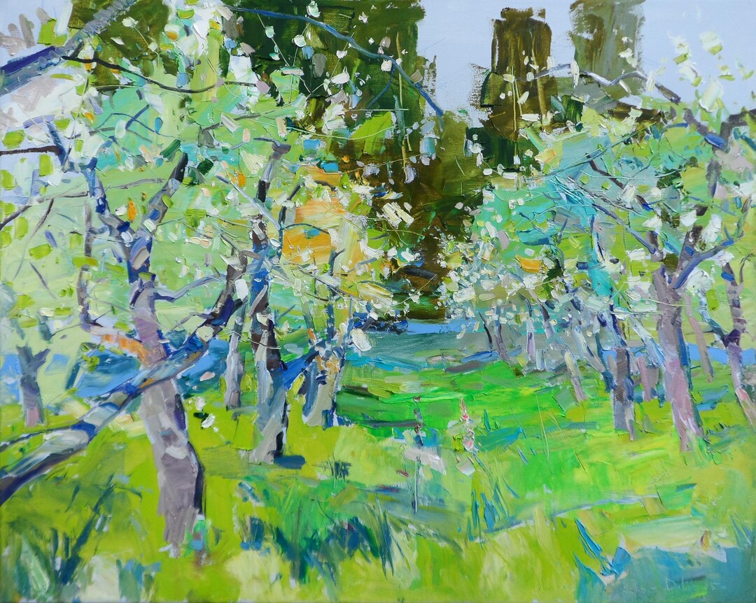 Apple Orchard Blossoms Painting Original Oil on Canvas Fine Art ...