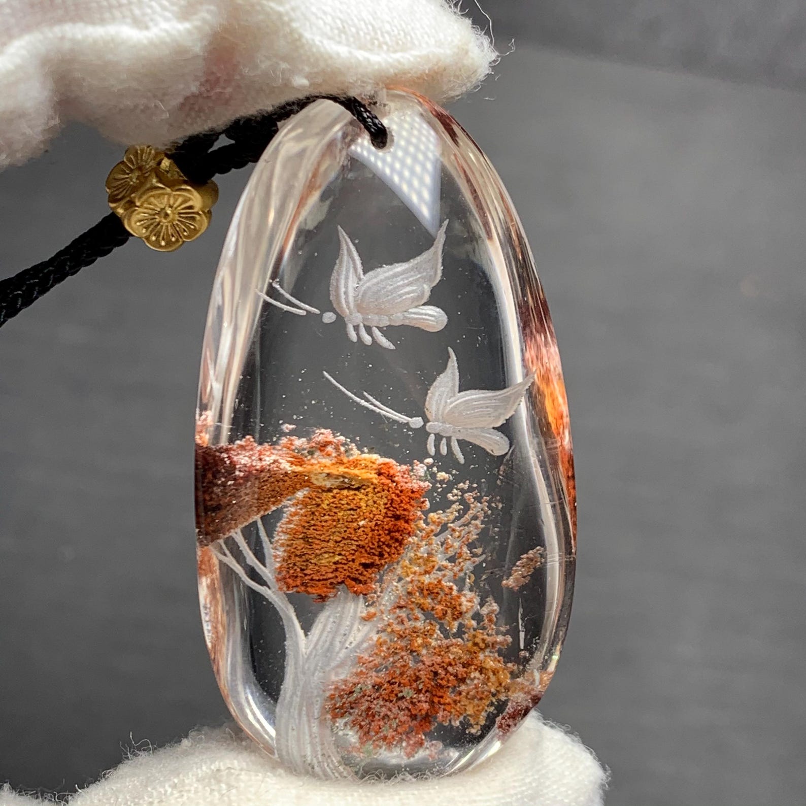 Natural Clear Quartz Garden Quartz Hand Carve "butterfly With Tree ...