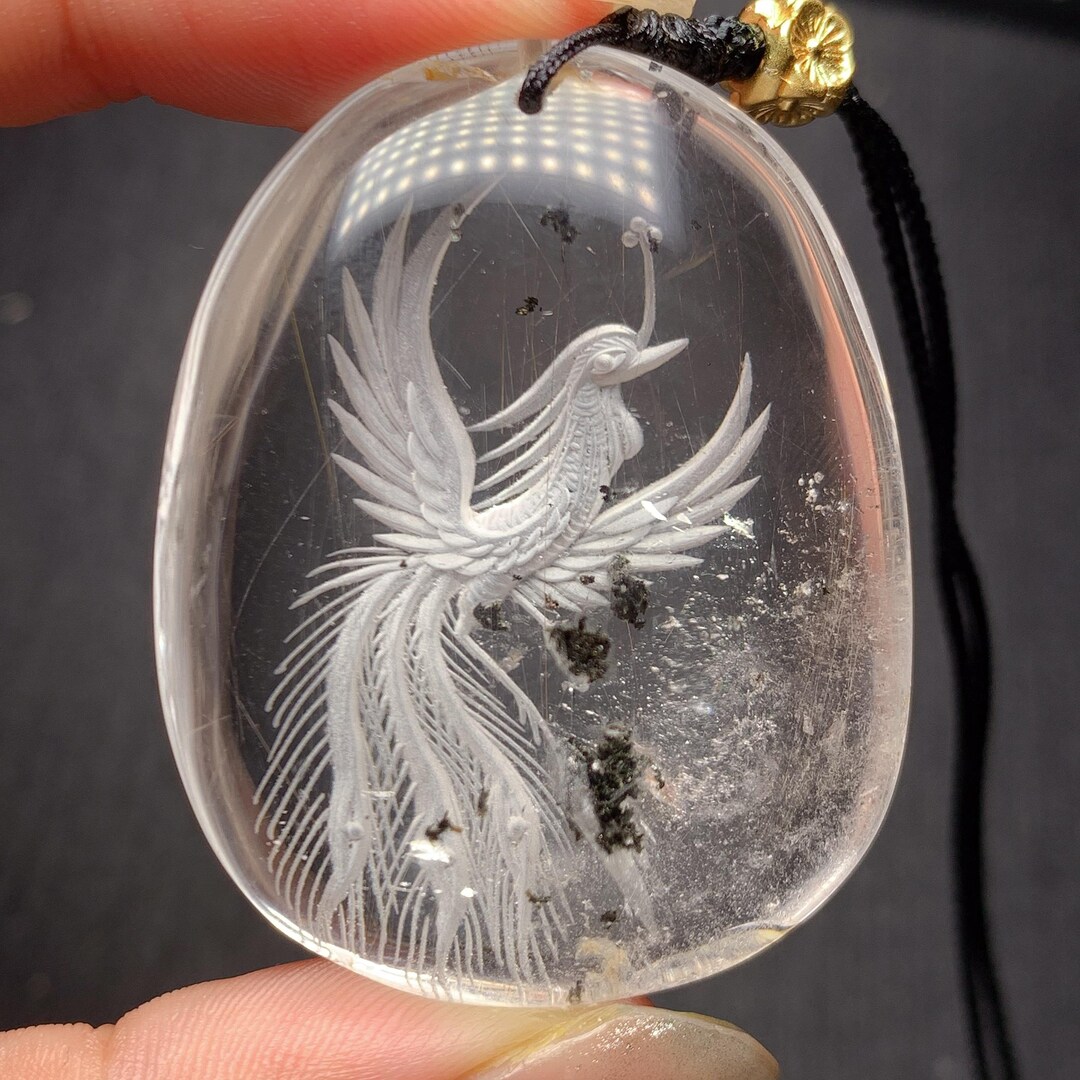Quartz Phoenix Intaglio Pendant- Hand Carved Crystal - Etsy