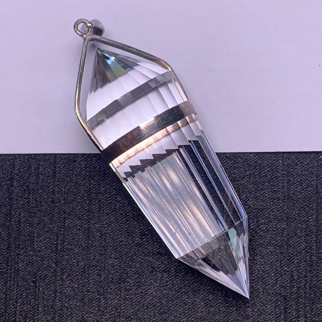 24 Sided Vogel Style Quartz Natural Clear Crystal Sterling Silver ...