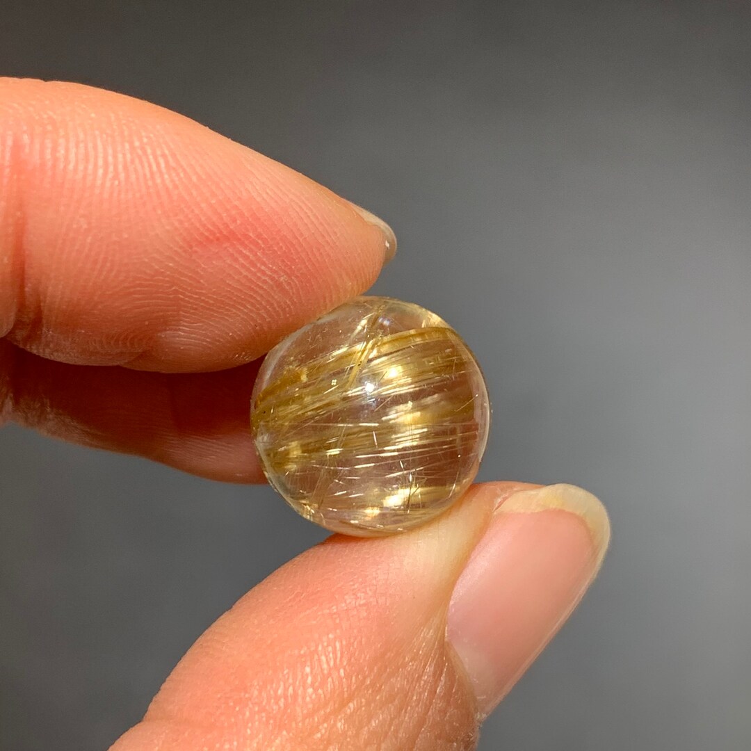14mm Natural gold hair rutilated quartz crystal sphere-3.9g - Etsy 日本