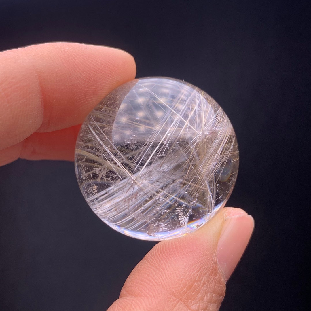 35g 29mm Natural Silver Rutilated Quartz Crystal Sphere-15 - Etsy