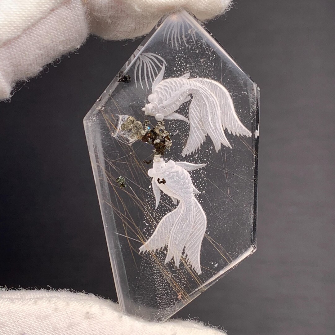 21.8gram Natural Clear Rutilated Quartz Garden Quartz Hand Carve ...