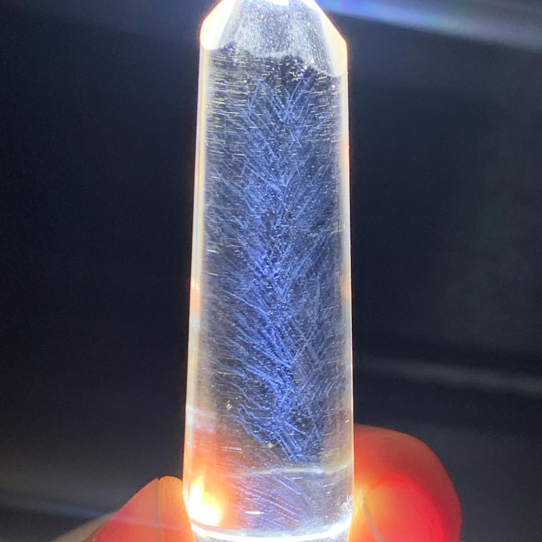 Natural Clear Quartz With Blue Angels Feather Inclusions Quartz Crystal ...