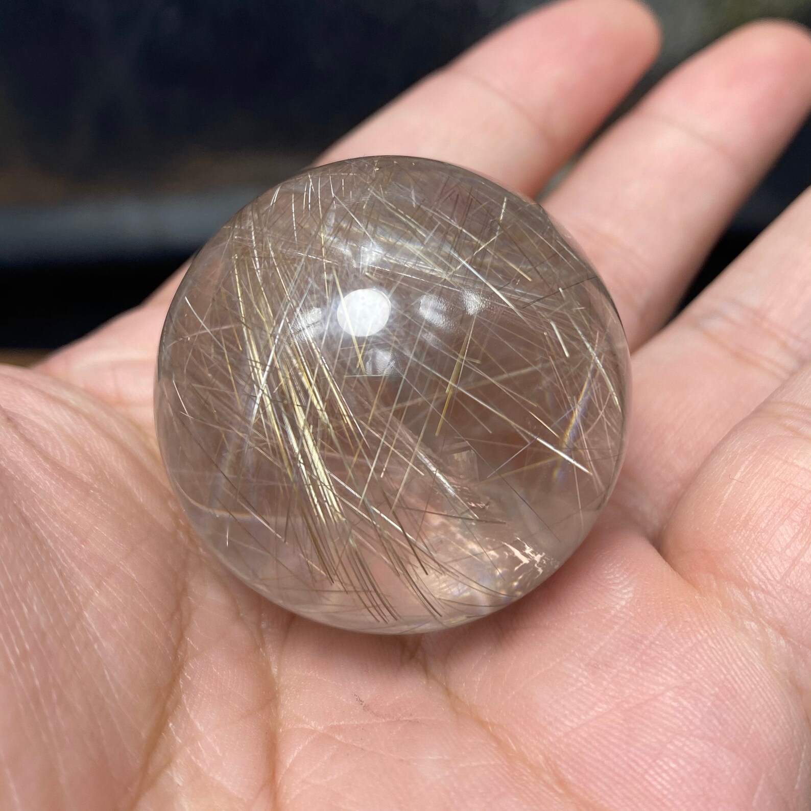 71 g 37 mm Natural silver Rutilated quartz sphere-4 | Etsy