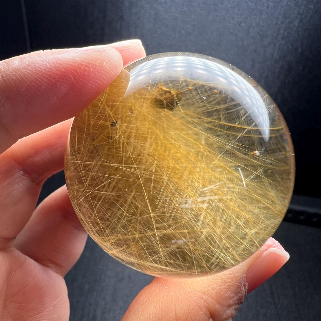 Natural Gold Hair Rutilated Quartz With Moblie Water Bubble Enhydro ...