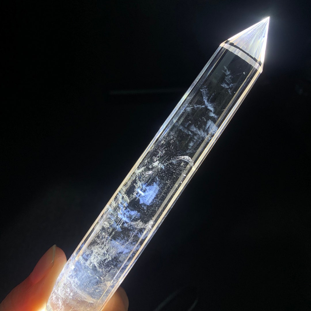 Natural Clear Quartz With Blue Angels Feather Inclusions Vogel Style ...