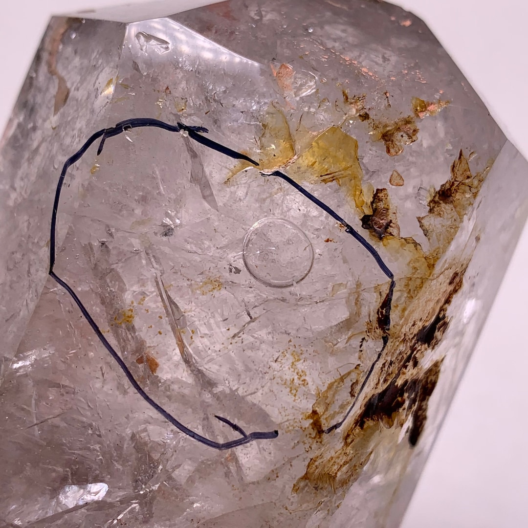 524gram Natural Mobile Water Bubble&yellow Sand Enhydro Quartz Crystal ...