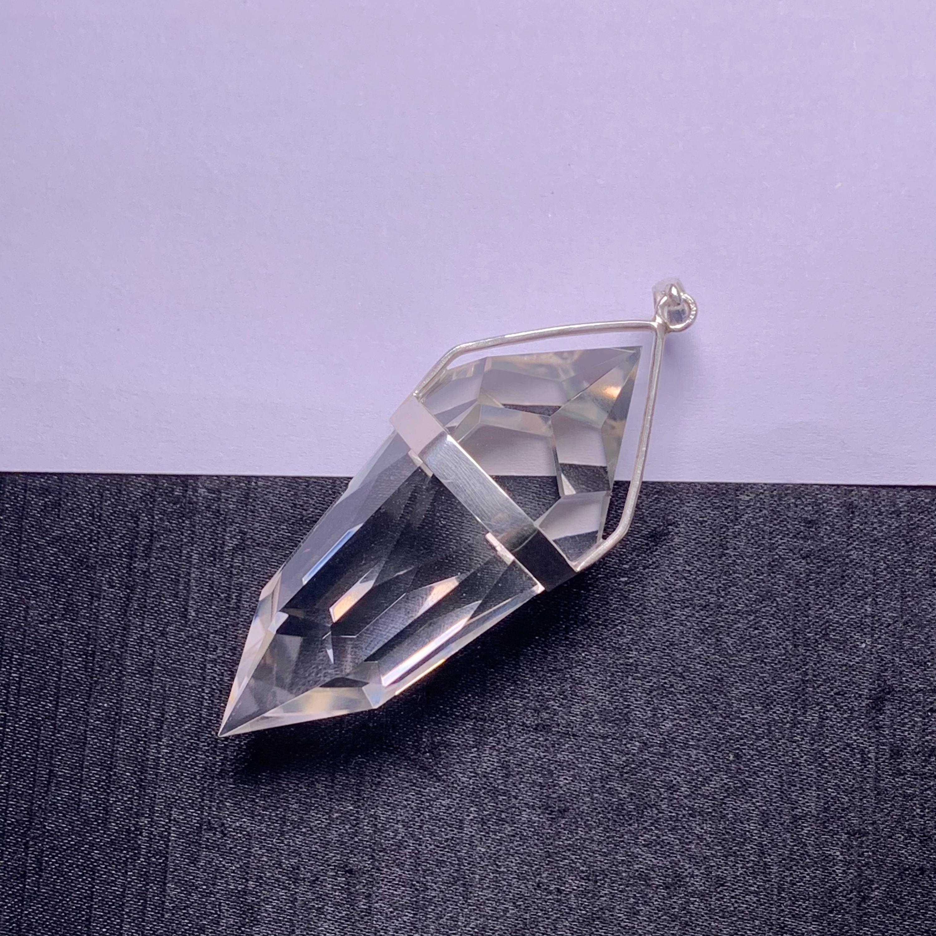 30 Sided Vogel Style Quartz Crystal Pendant: Sterling Silver Healing ...