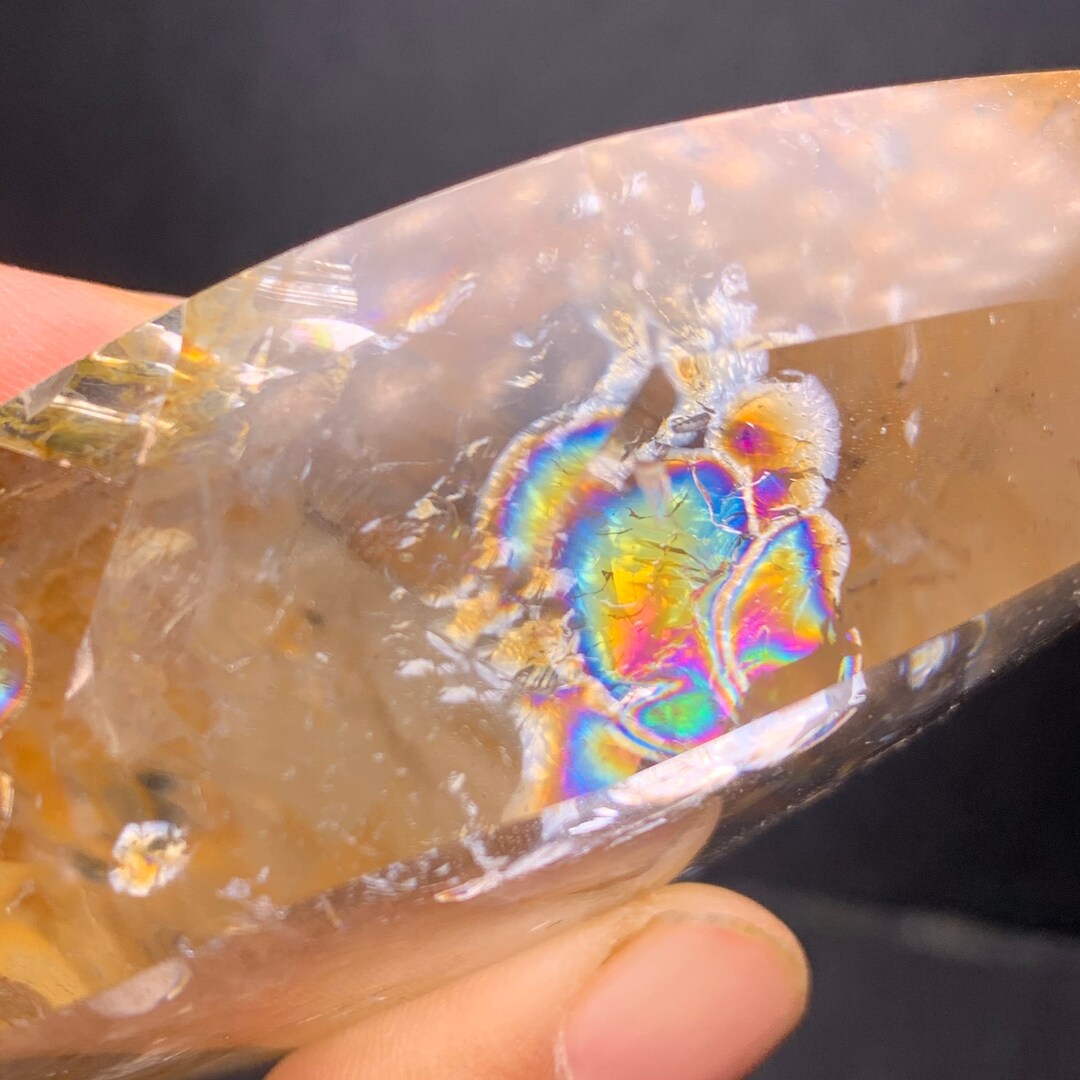 Natural Rainbow Quartz Crystal Freeform Half Polished Quartz - Etsy