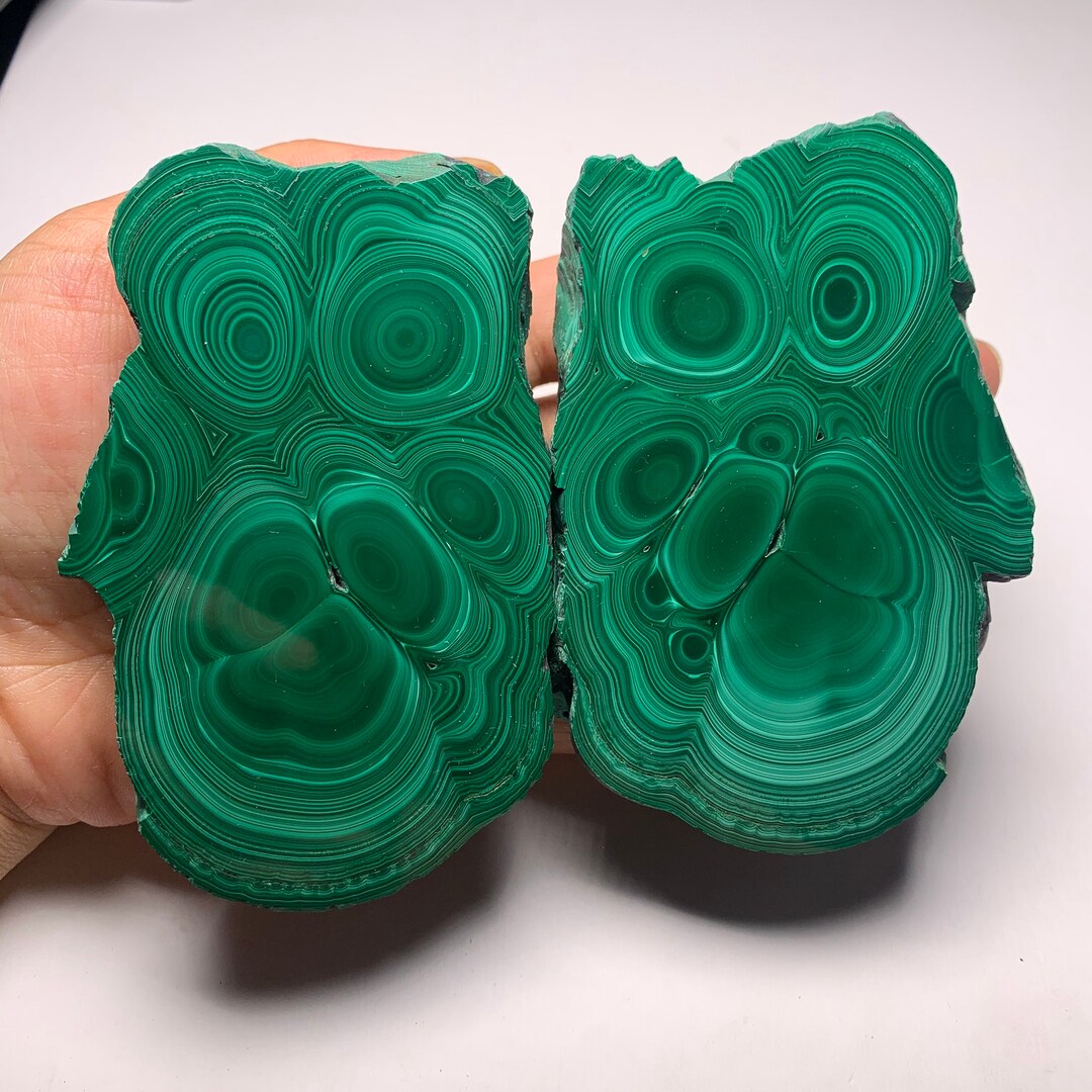 731.5gram Natural a Pair of Free Form Malachite Section Crystal Healing ...
