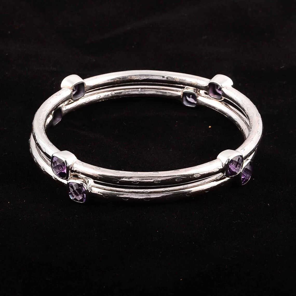 Amethyst Silver Bangle Gemstone Bangle Natural Amethyst - Etsy