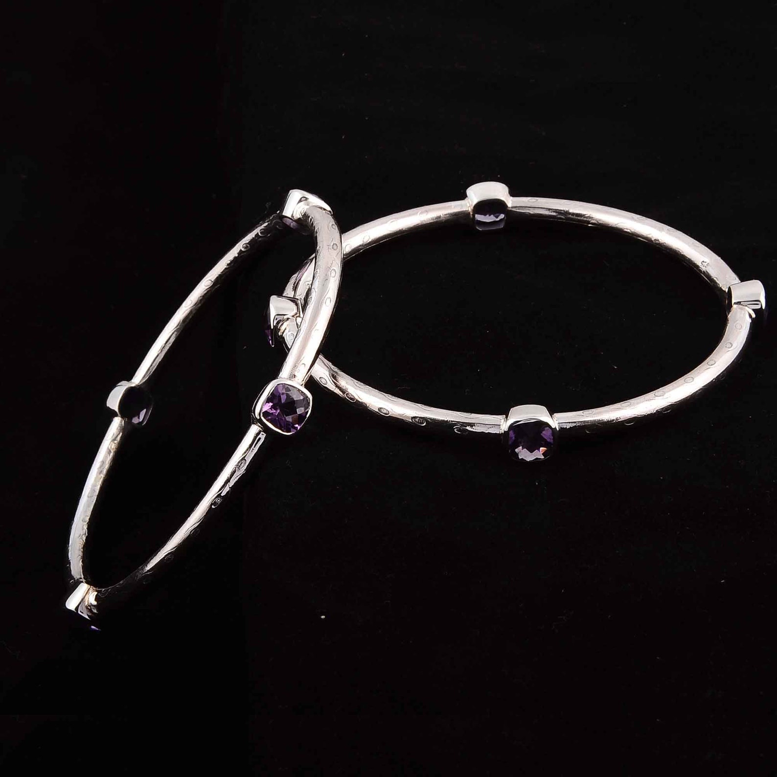 Amethyst Silver Bangle Gemstone Bangle Natural Amethyst - Etsy
