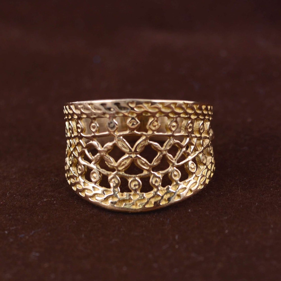 Gold Filigree Design Ring, Brass Filigree Ring, Vintage Ring for Women ...