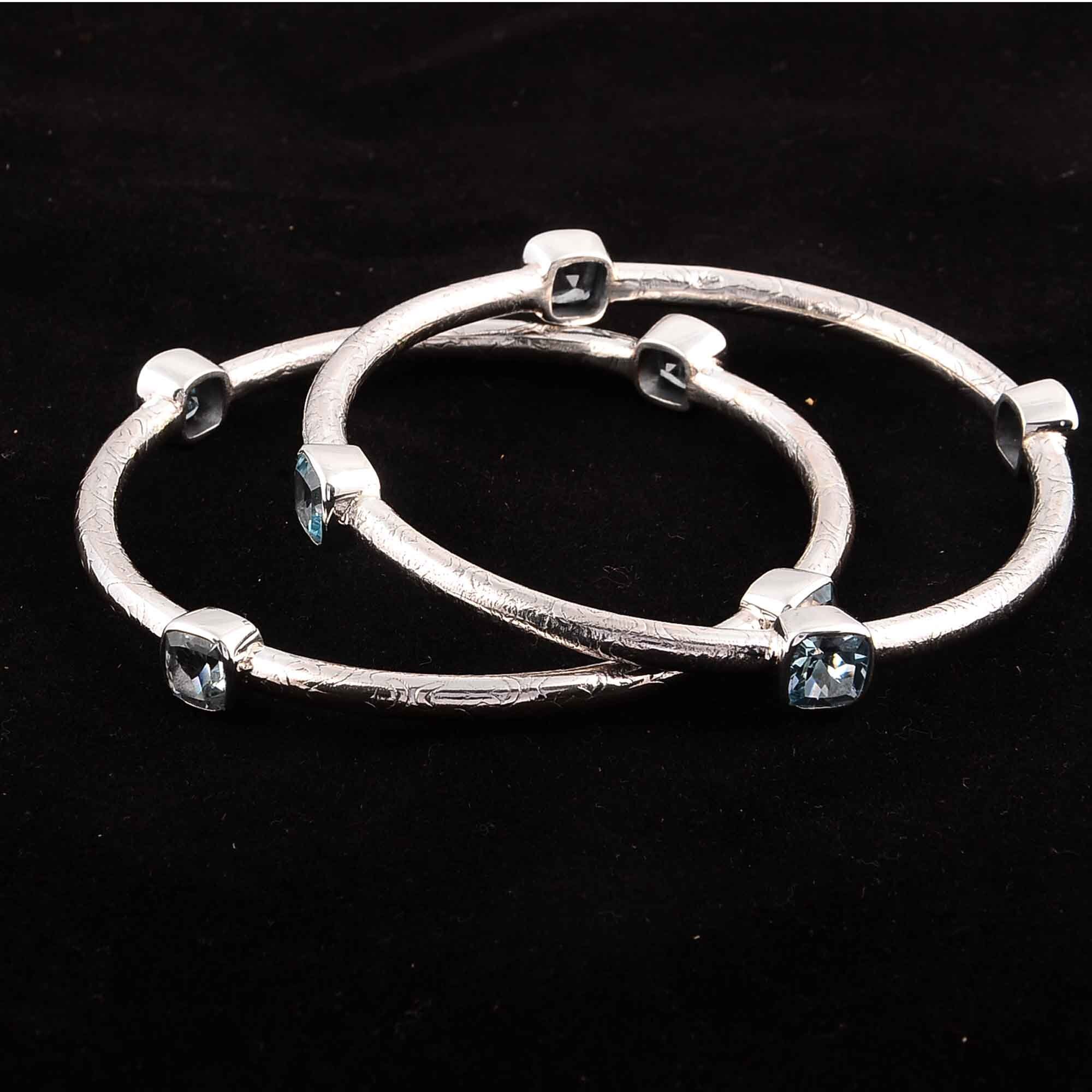 Blue topaz bangle gemstone silver bangle natural Blue | Etsy