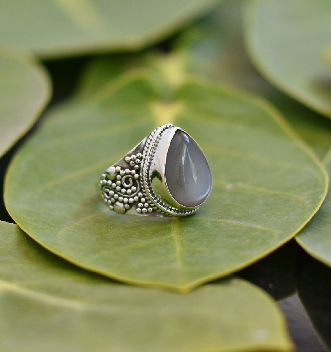 Grey Moonstone Ring Grey Moonstone Collection Of Rings Grey | Etsy