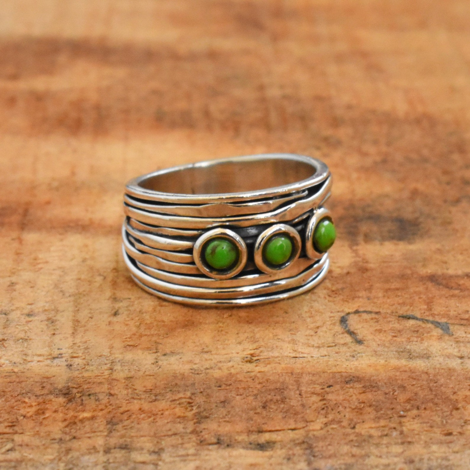 Green Turquoise Ring Sterling Silver Ring Gemstone Ring - Etsy