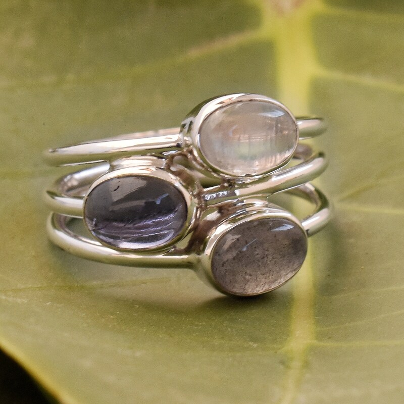 Triple Stone Ring - Etsy