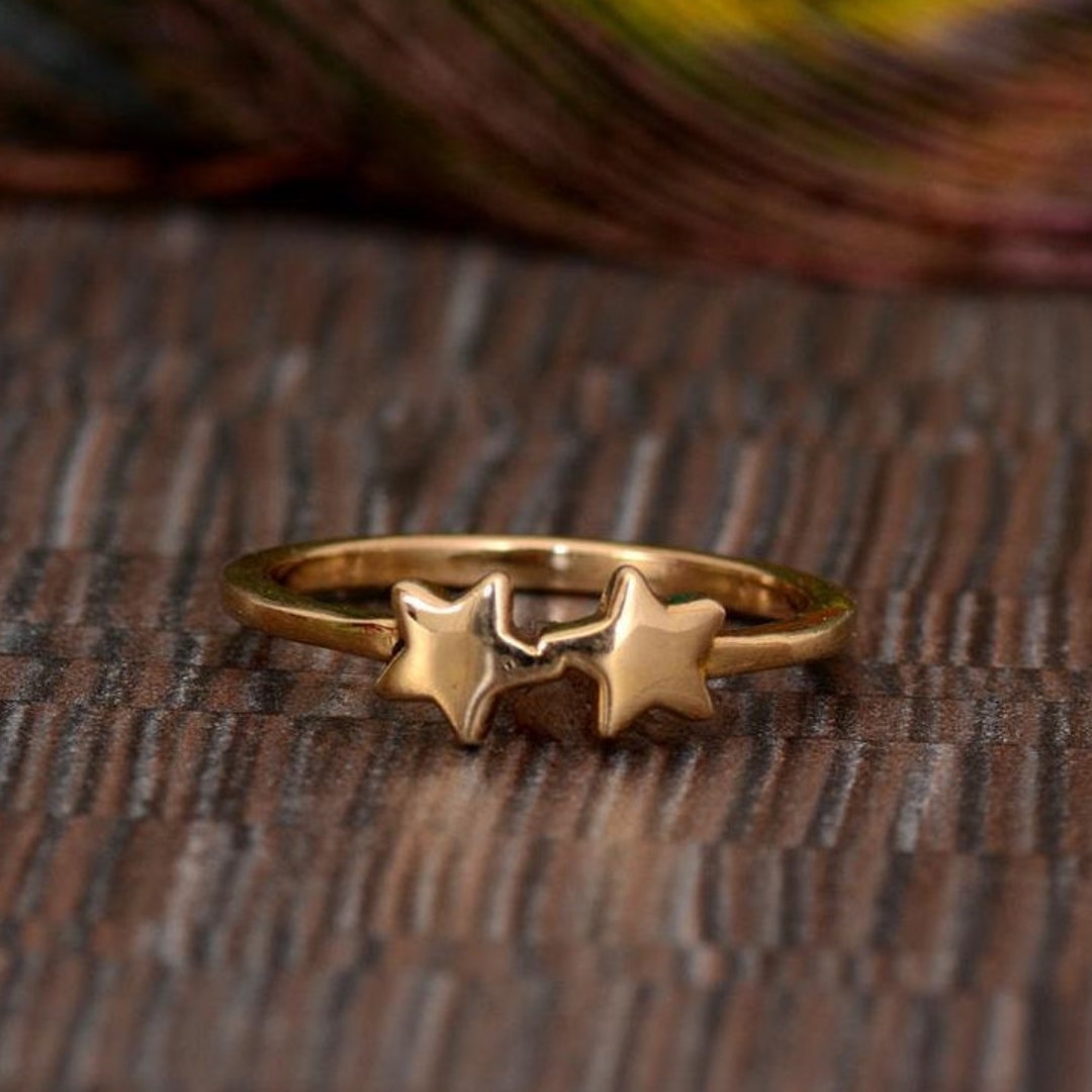 Star Signet Ring - Starburst Ring - Gold Stacking Ring - North Star ...