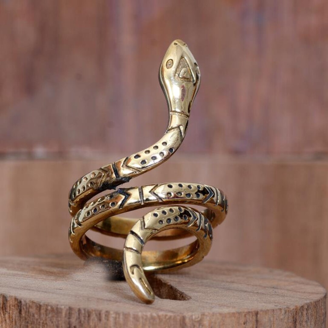 Handmade Brass Snake Ring: Boho Gold Serpent Jewelry - Etsy