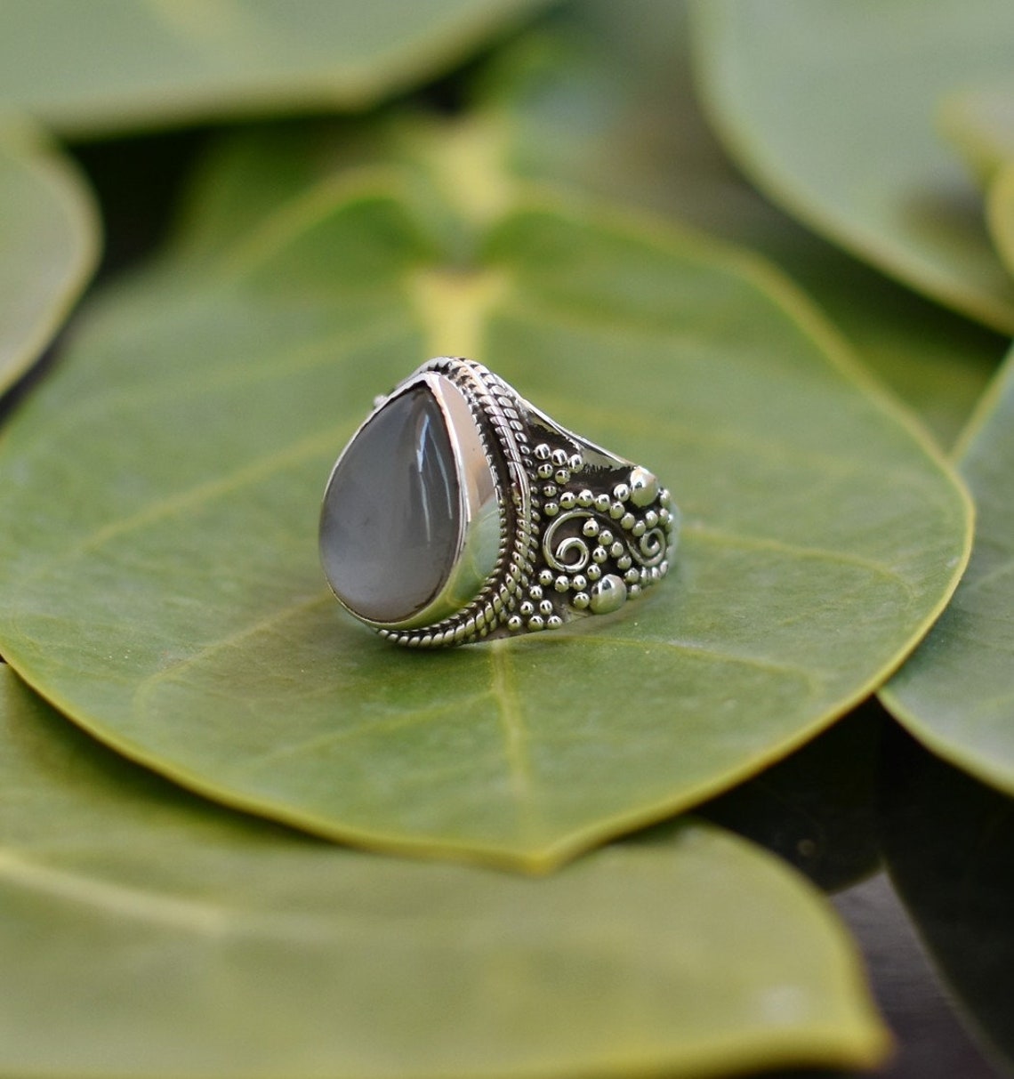 Grey Moonstone Ring Grey Moonstone Collection Of Rings Grey | Etsy