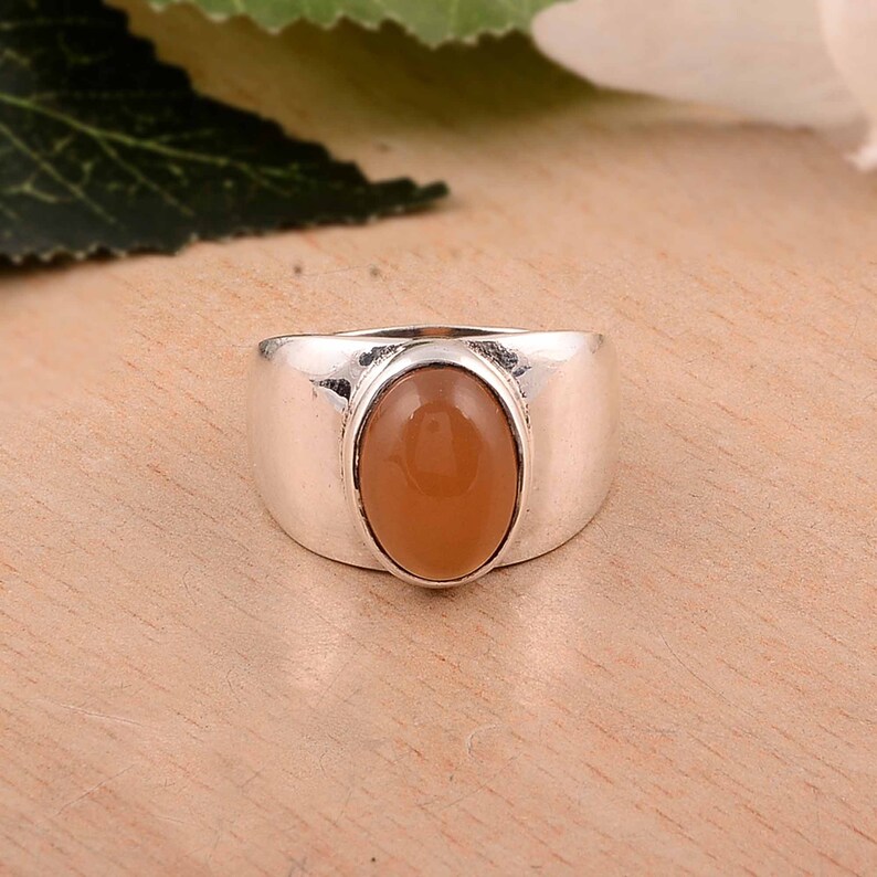 A quality statement ring natural coraline gemstone ring 925 | Etsy