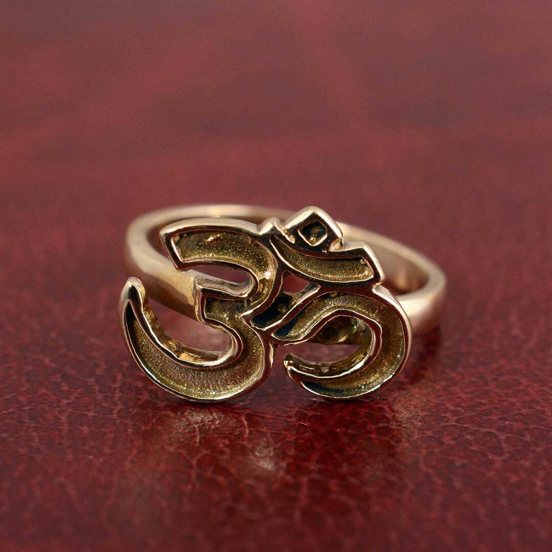 14K Solid Gold Om Ring, Yoga Ring, Ohm Jewelry, Yogini Ring, Spiritual ...