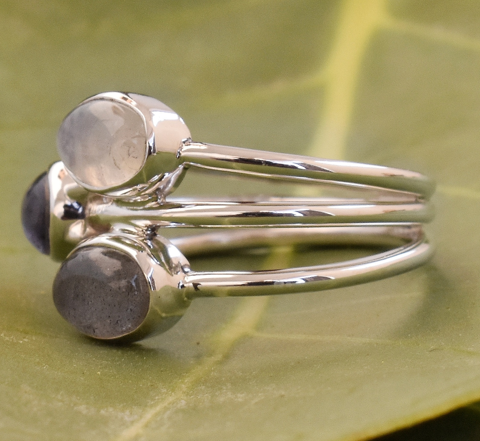 A Quality Triple Stone Ring Silver Ring Natural Triple Stone - Etsy