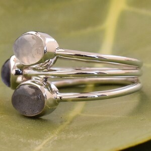 A+ Quality Triple Stone Ring, Silver Ring Natural Triple Stone Ring ...