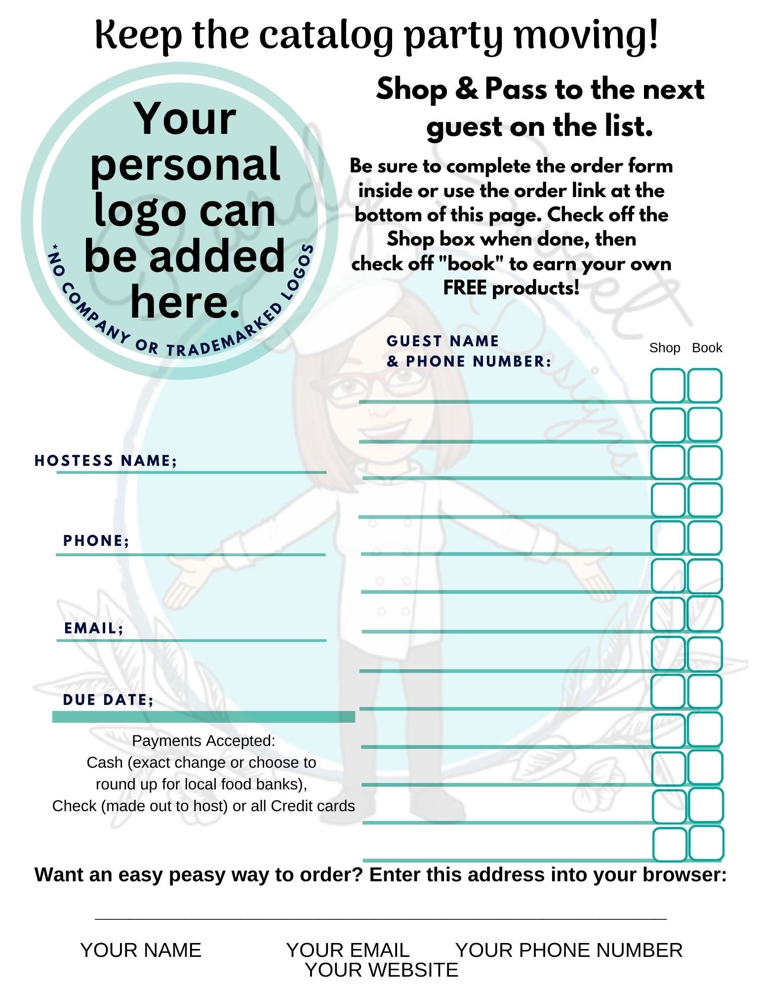 Catalog Show Order Tracker Printable Sheet for Passing Catalogs Around ...