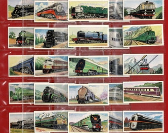150 YEARS of LOCOMOTIVES 1957 Full Trade Card Set Miranda Products ...