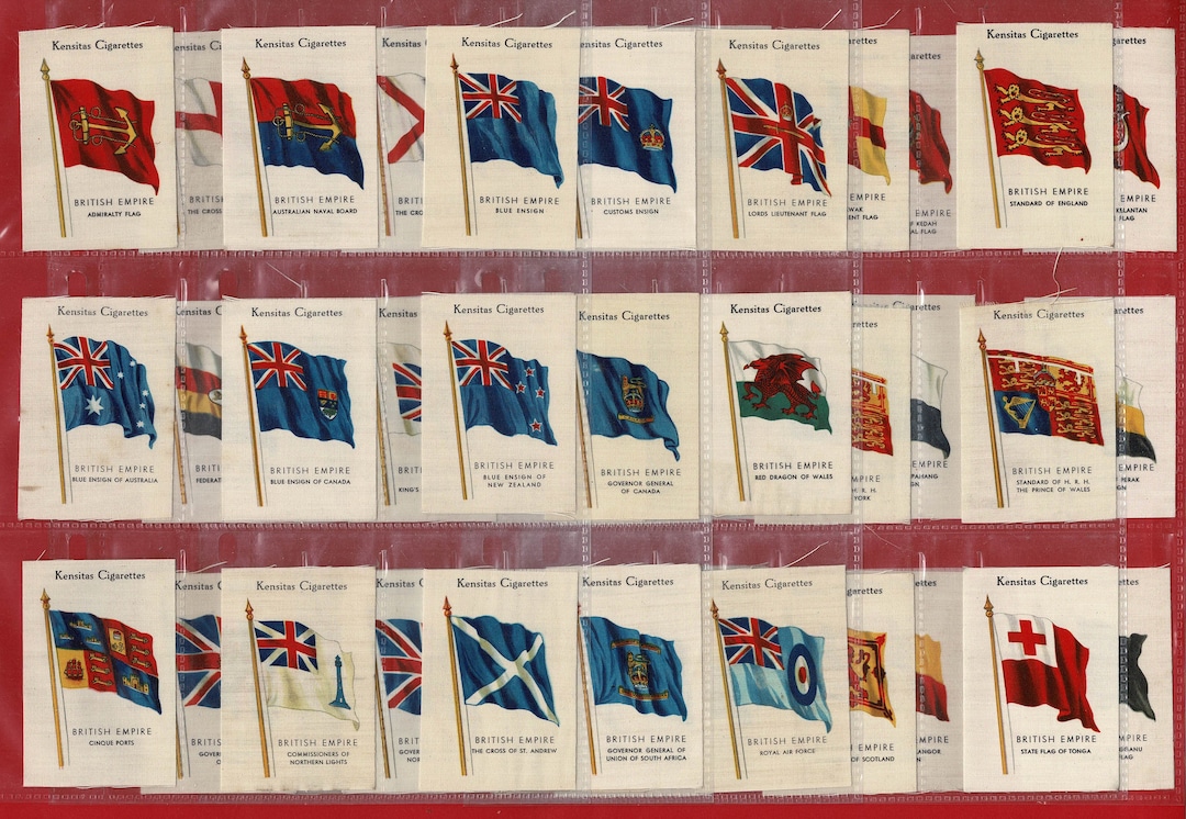 SILK BRITISH EMPIRE Flags Set Original 1934 British Cigarette Tobacco ...