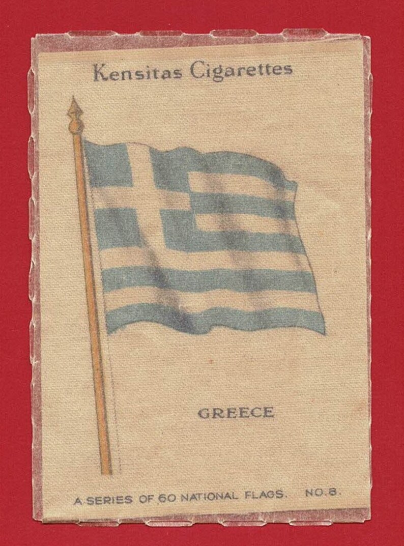 GREECE SILK National Flag No.8 1934 Cigarette Tobacco Card Issue. J.wix ...