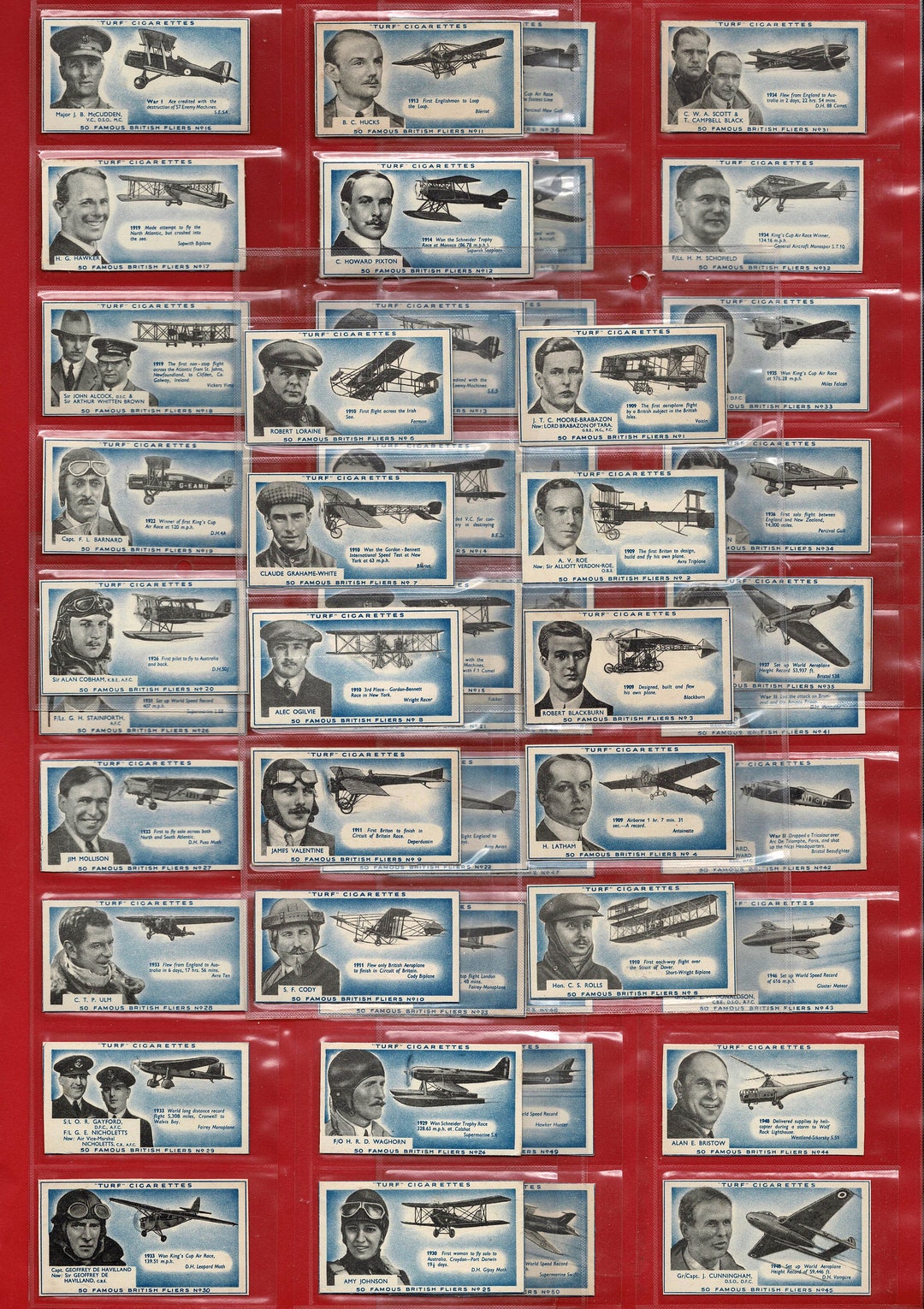 FAMOUS BRITISH FLIERS 1940s Aviation Cards Scarce Cigarette / Tobacco ...