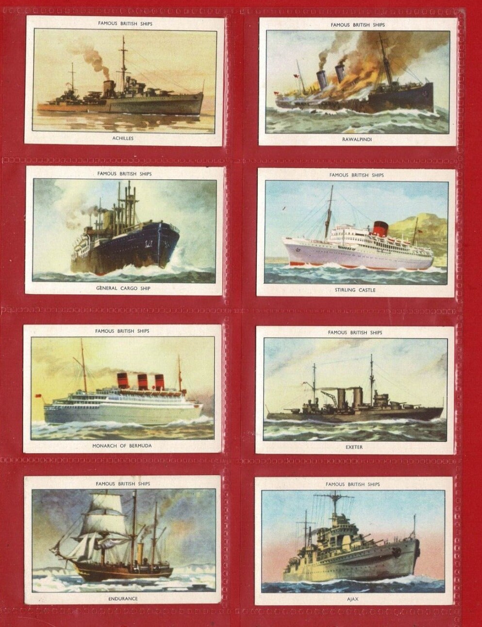 FAMOUS BRITISH SHIPS Series 2 Original 1952 Cigarette Tobacco Card Set ...