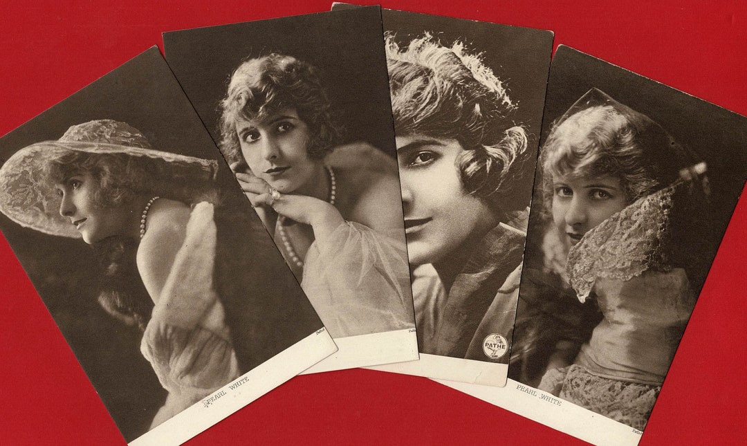 4x PEARL WHITE POSTCARDS Vintage Original Cinema Movie Postcards ...