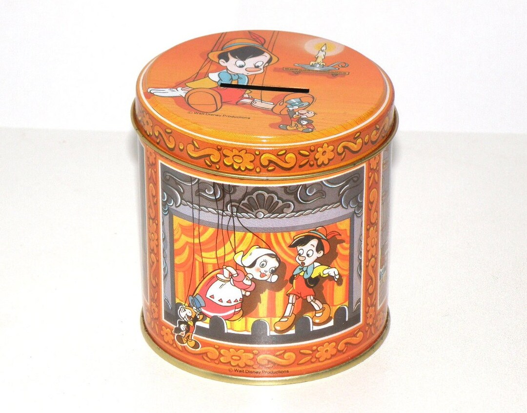 PINOCCHIO MONEY BOX Tin - Colourful Walt Disney Animation Design ...