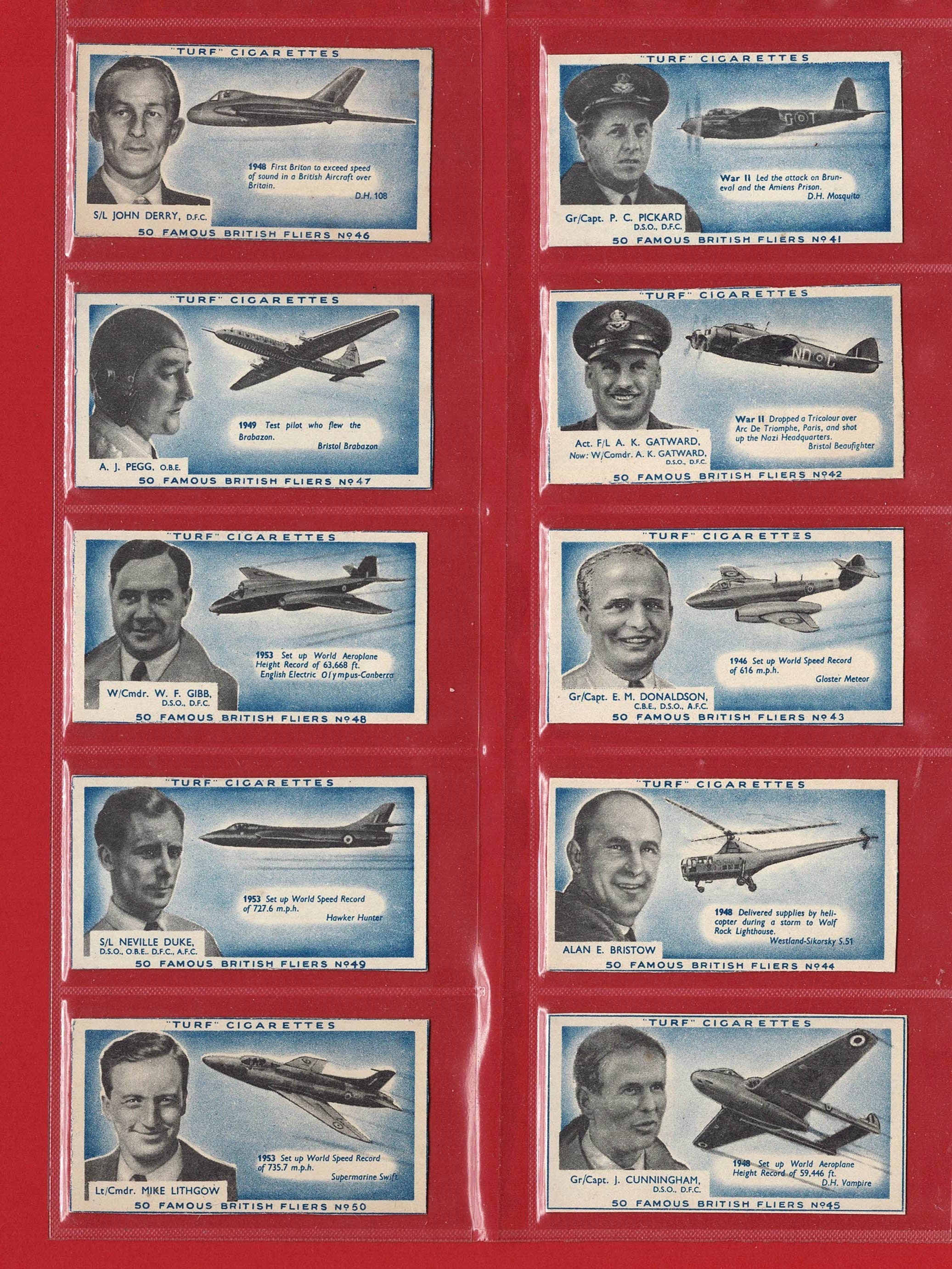 FAMOUS BRITISH FLIERS 1940s Aviation Cards Scarce Cigarette / Tobacco ...