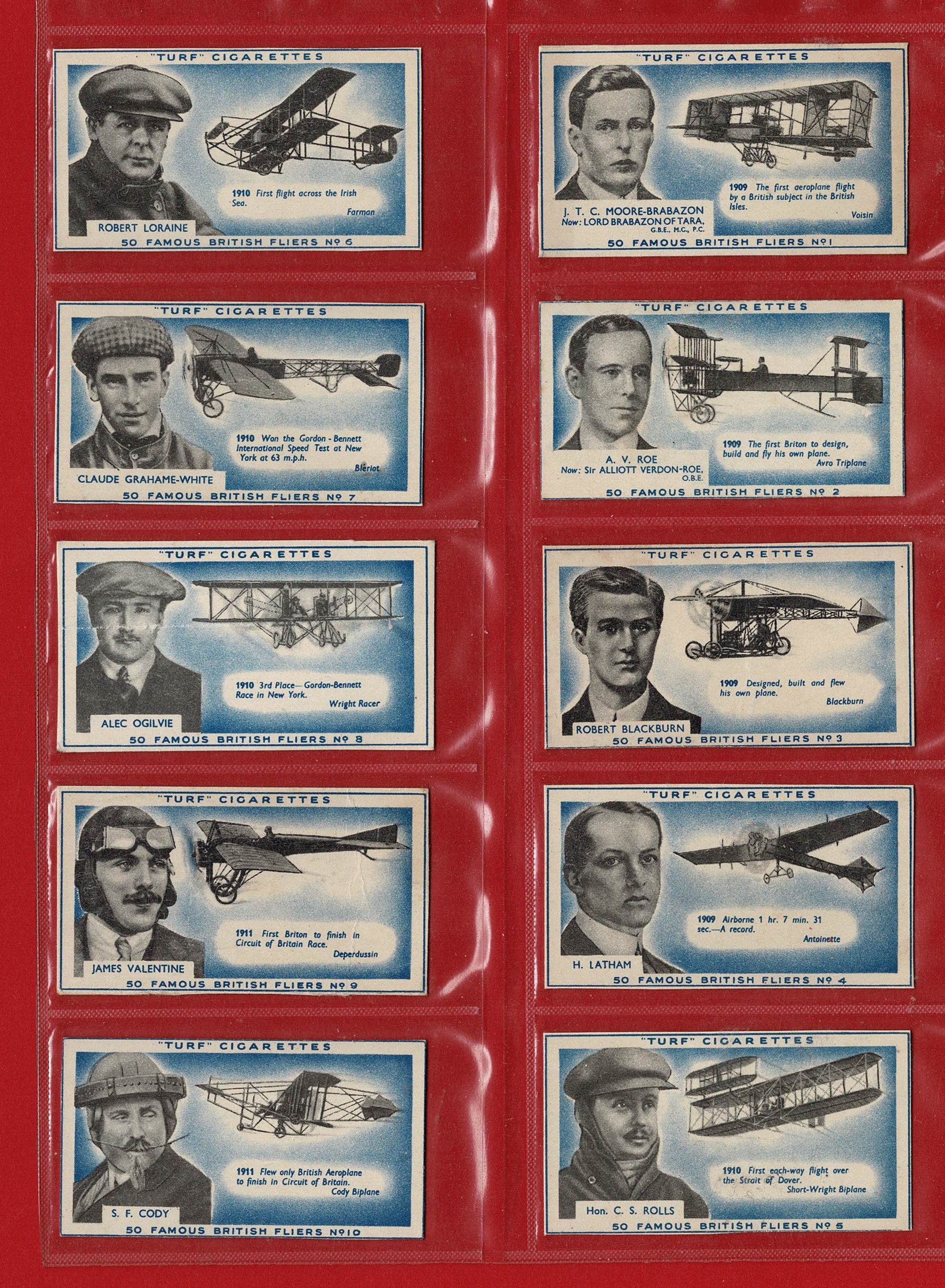 FAMOUS BRITISH FLIERS 1940s Aviation Cards Scarce Cigarette / Tobacco ...