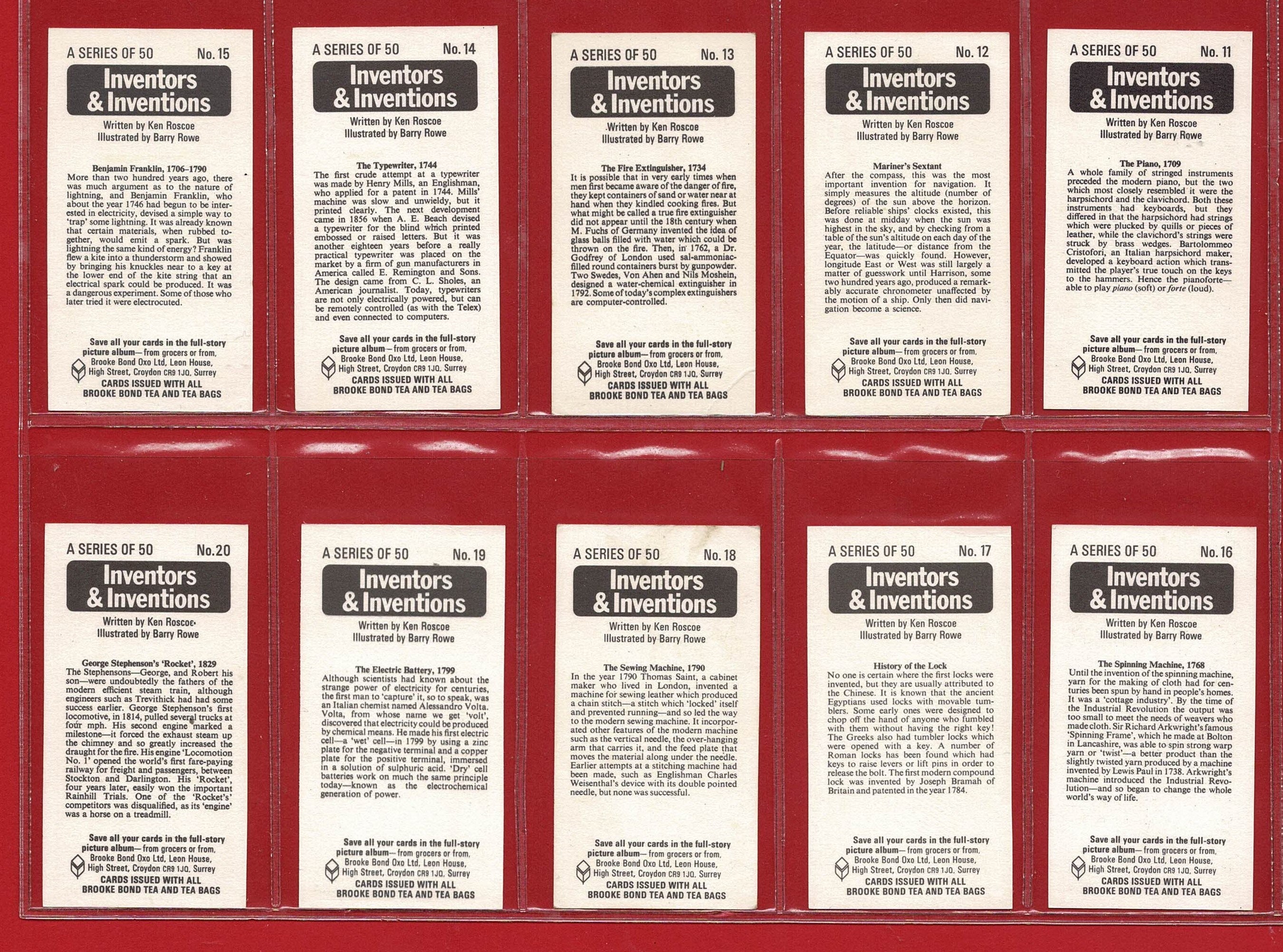INVENTORS & INVENTIONS Original 1970's British Tea Trade Card Sett ...