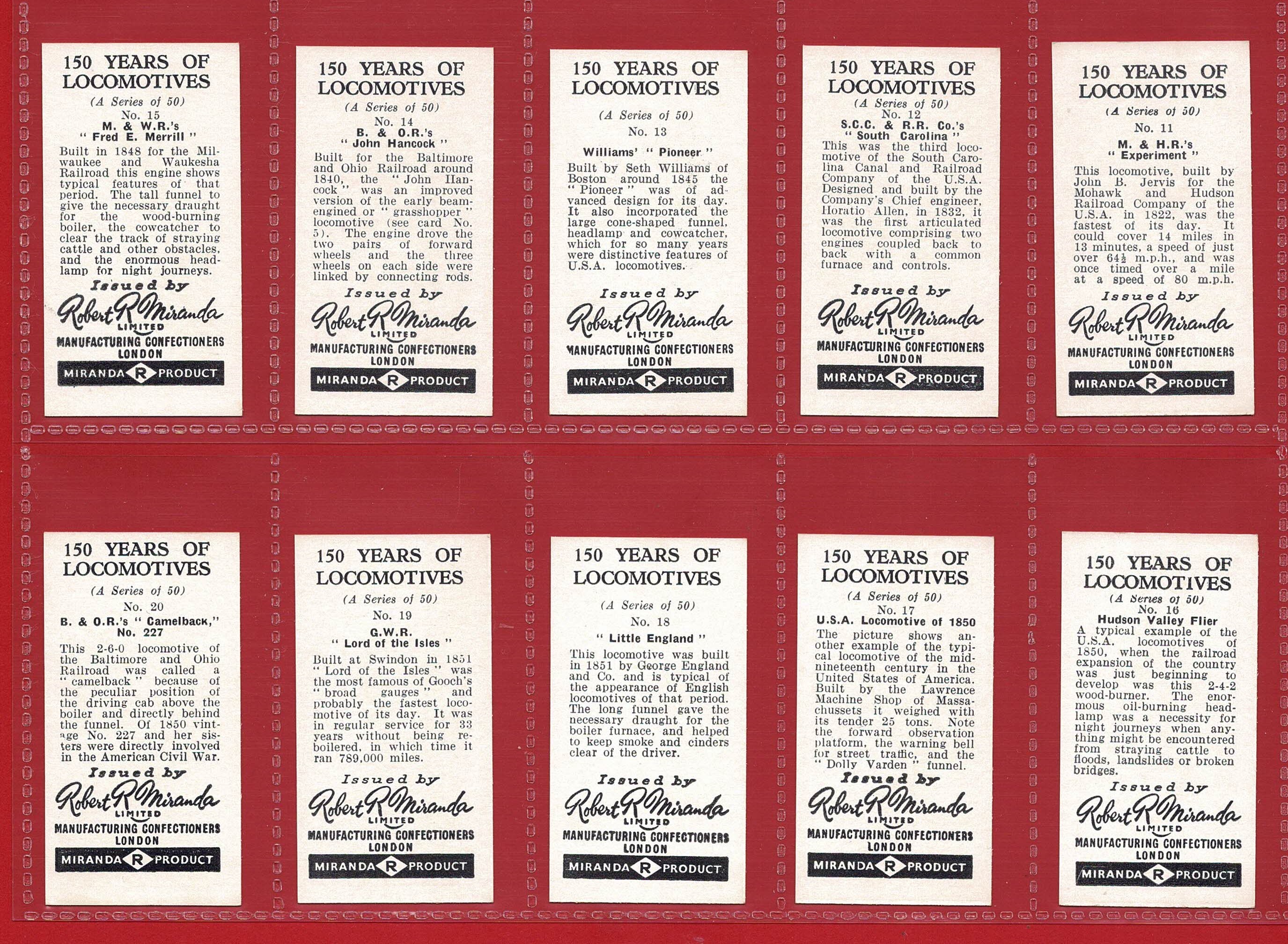 150 YEARS of LOCOMOTIVES 1957 Full Trade Card Set Miranda - Etsy